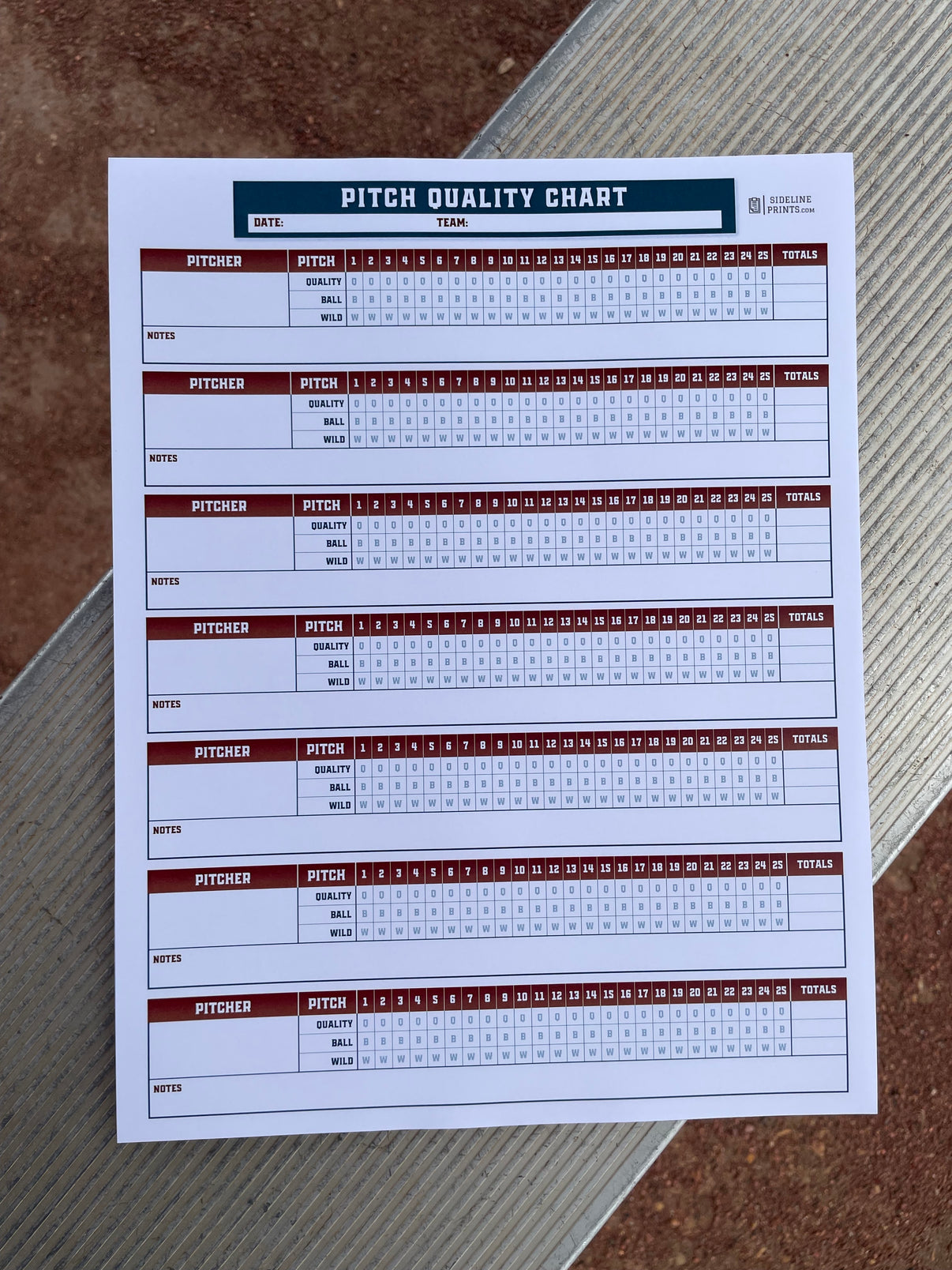 Pitch Quality Chart Notepad – Sideline Prints
