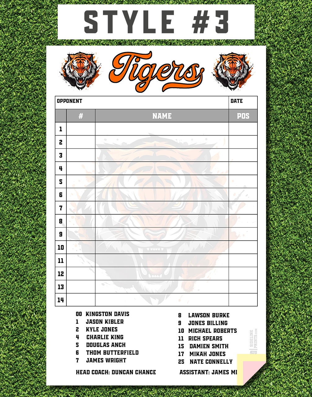 Custom Lineup Cards – Sideline Prints