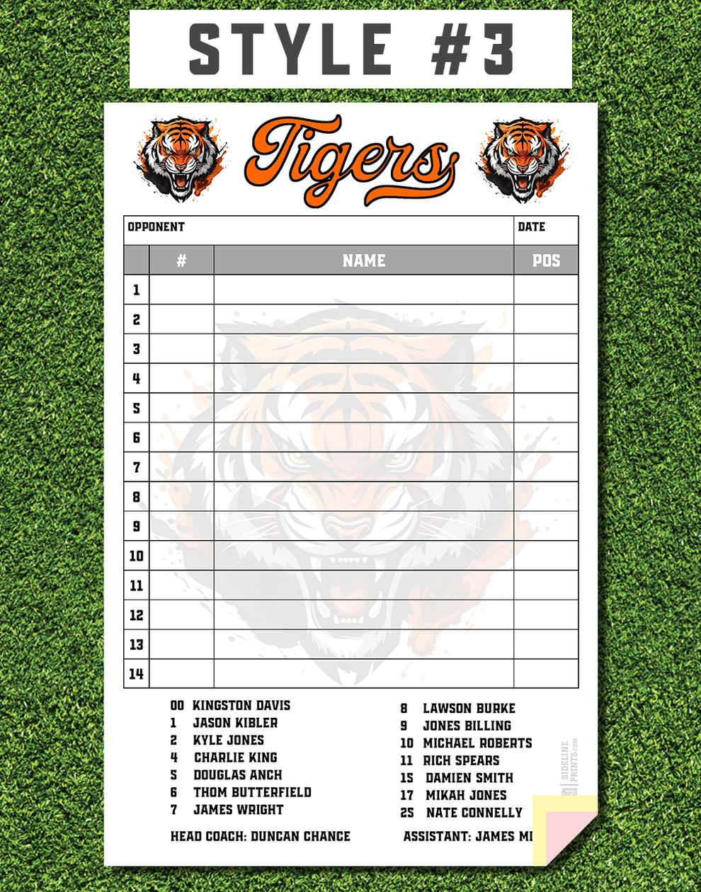 Custom Lineup Cards – Sideline Prints