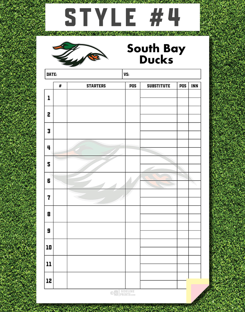 Custom Lineup Cards – Sideline Prints